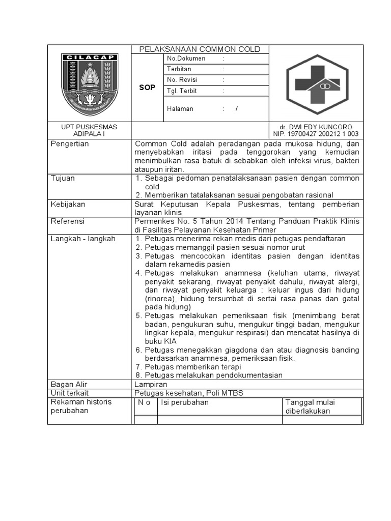 Sop Common Cold | PDF