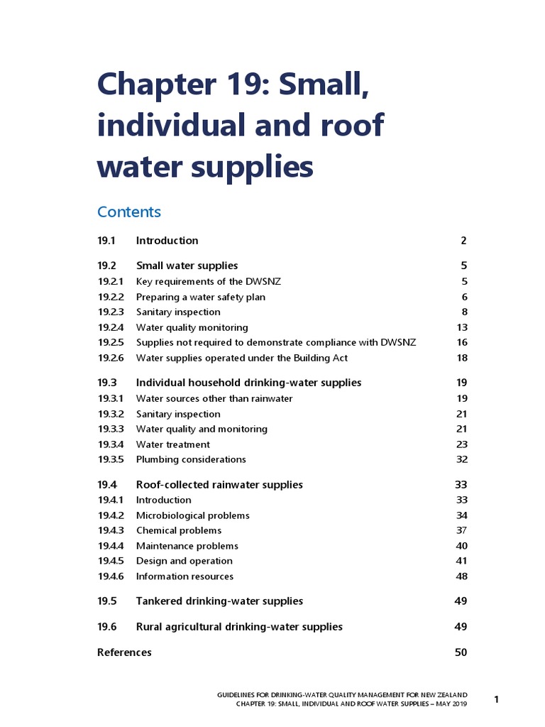 Drinking-Water Guidelines - Chapter 19 Small Individual and Roof Water ...
