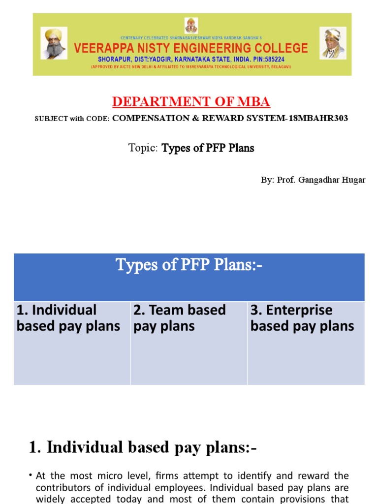 Department of Mba: Topic: Types of PFP Plans | PDF | Piece Work | Labor