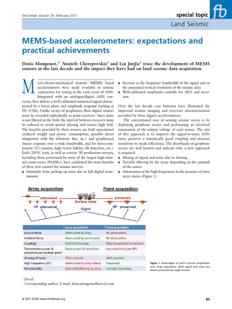 MEMS Based Accelerometers: Expectations and Practical Achievements | PDF | Reflection Seismology ...