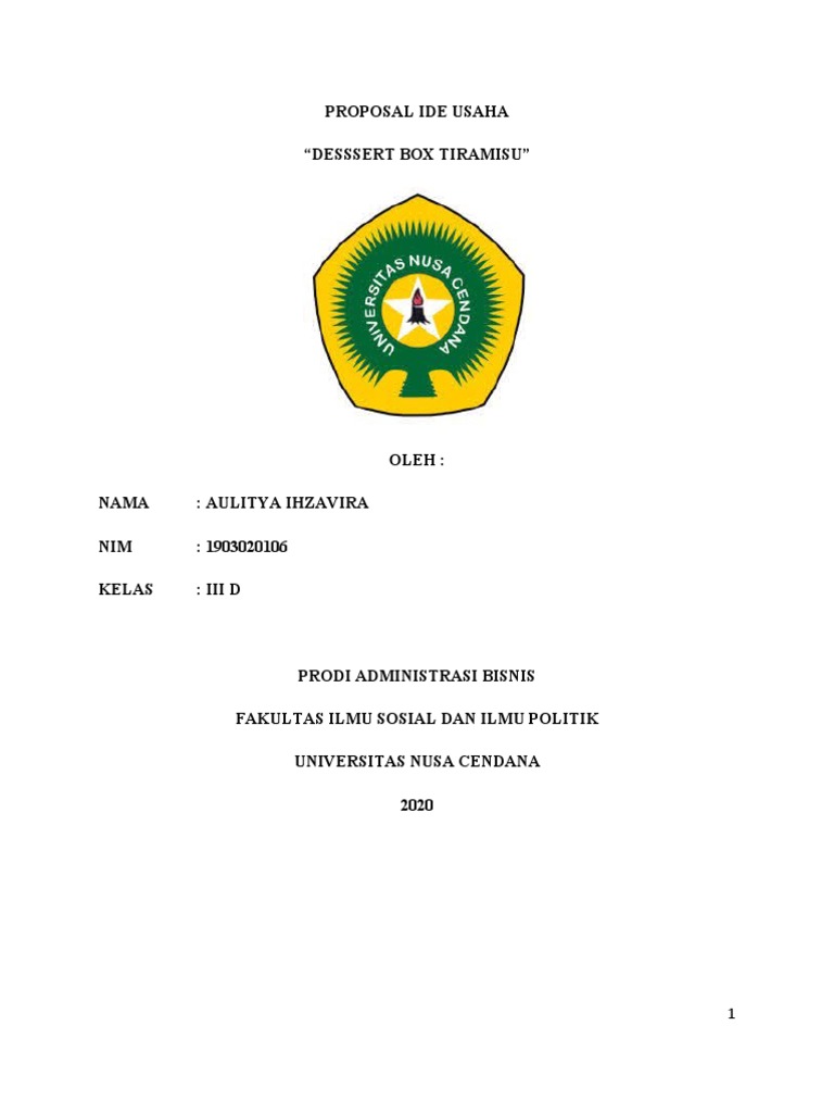 Proposal Ide Usaha | PDF | Ilmu Sosial | Memasak, Makanan, & Anggur