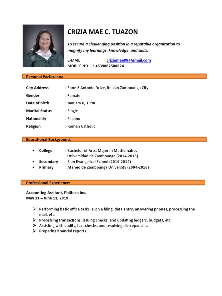 Resume for Crizia Mae C. Tuazon | PDF