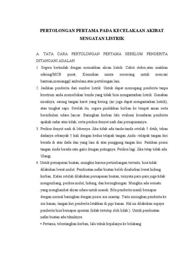 Pertolongan & Pencegahan Sengatan Listrik | PDF | Sains & Matematika | Teknologi & Rekayasa