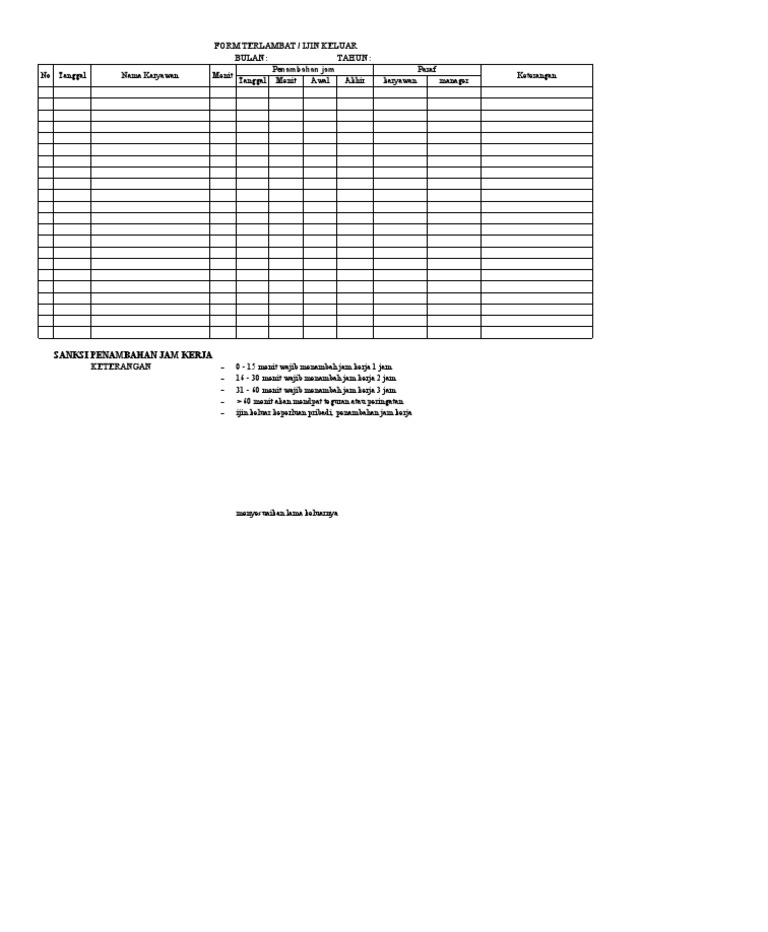 Form Terlambat | PDF