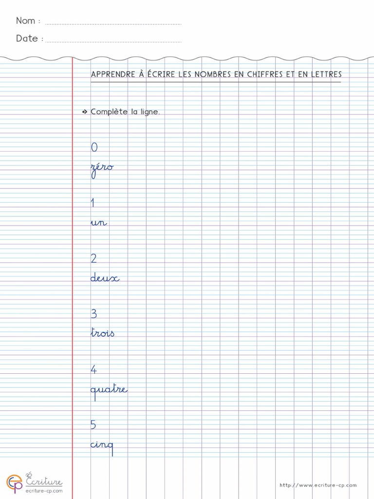 Ecriture CP Apprendre Acrire Les Nombres en Chiffres Et Lettres 1 A 5 | PDF