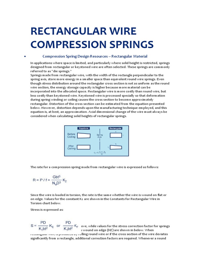 Rectangular Wire Compression Springs | PDF