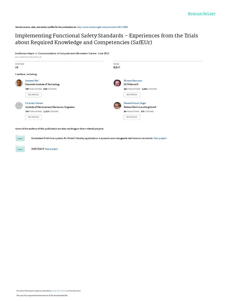 Implementing Functional Safety Standards - Experiences From The Trials ...