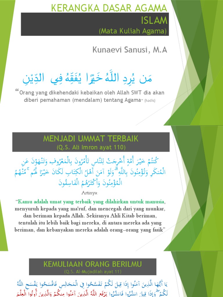 Kerangka Dasar Agama Islam (Akidah, Syariah, Akhlak) | PDF