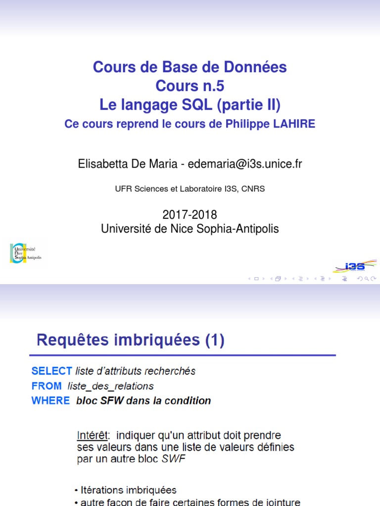 Cours de Base de Donn Ees Cours n.5 Le Langage SQL (Partie II) | PDF | Ordinateurs