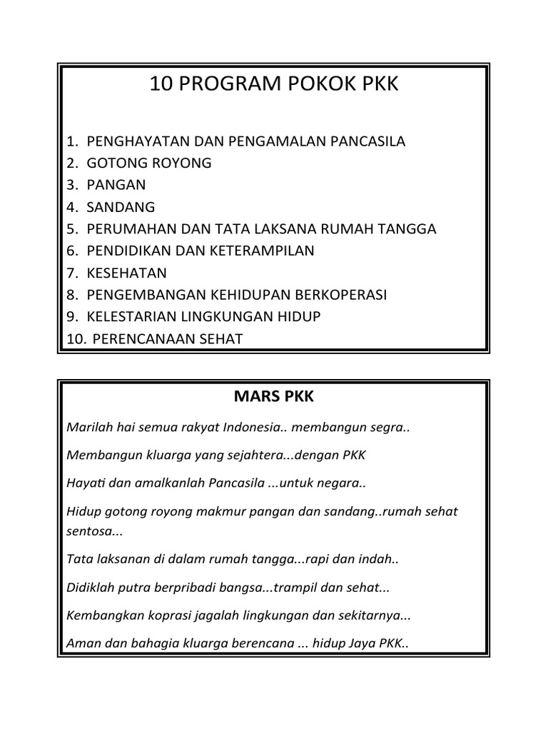 10 Program Pokok PKK | PDF