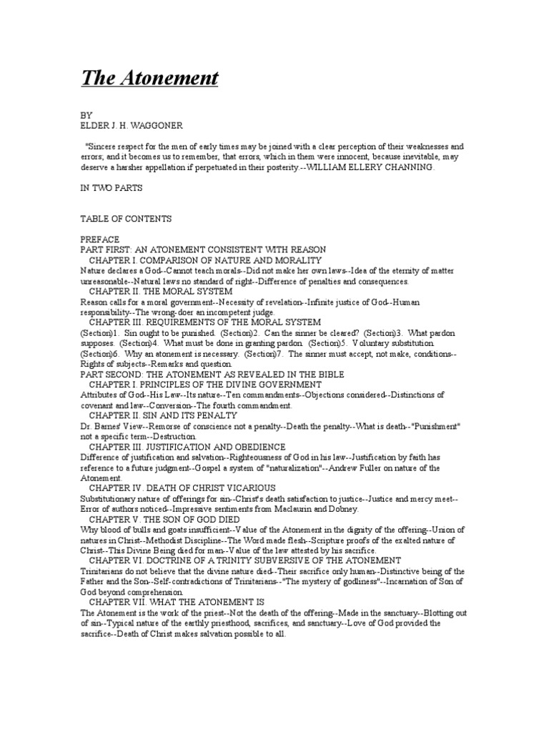 The Atonement, by J.H.Waggoner | PDF | Justification (Theology ...