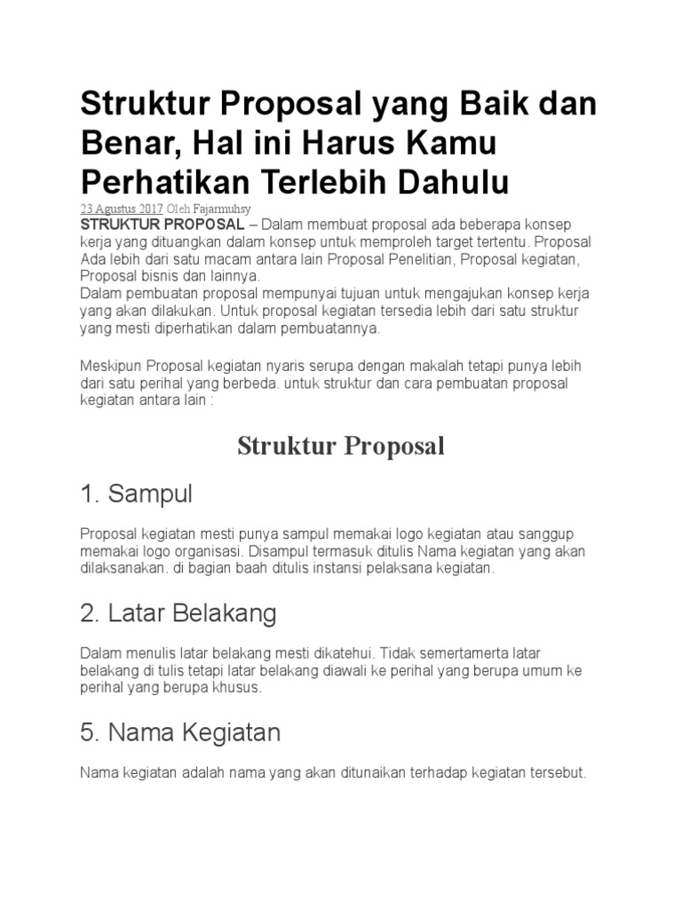 Struktur Proposal Yang Baik Dan Benar | PDF | Karier & Perkembangan