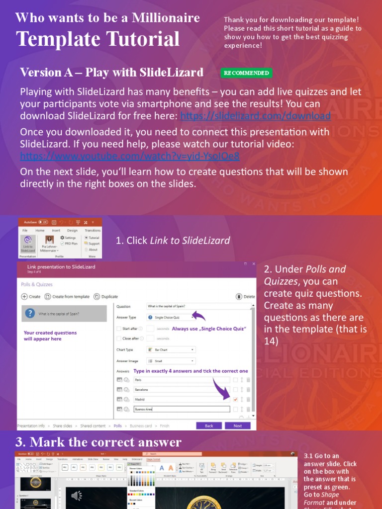 Who Wants To Be A Millionaire - Template by SlideLizard | PDF | Mass ...
