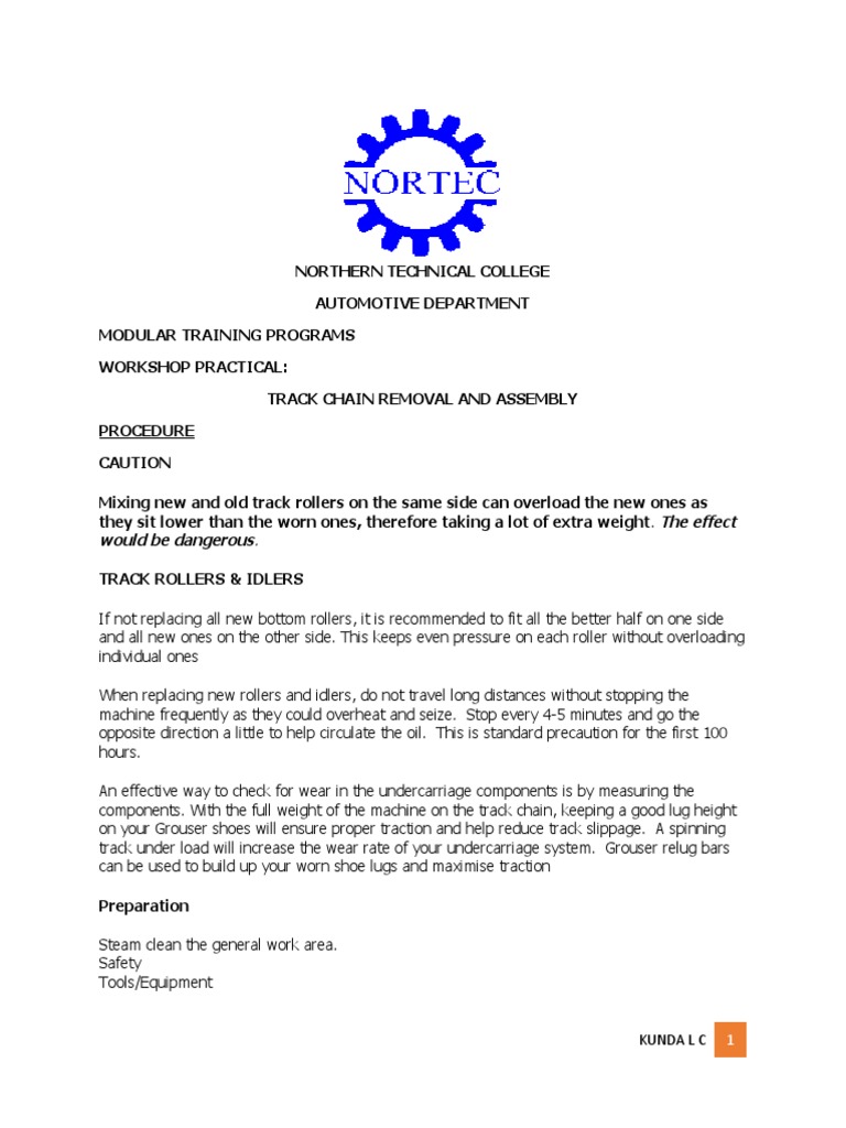 Track Chain Removal and Assembly | PDF | Wear | Tractor