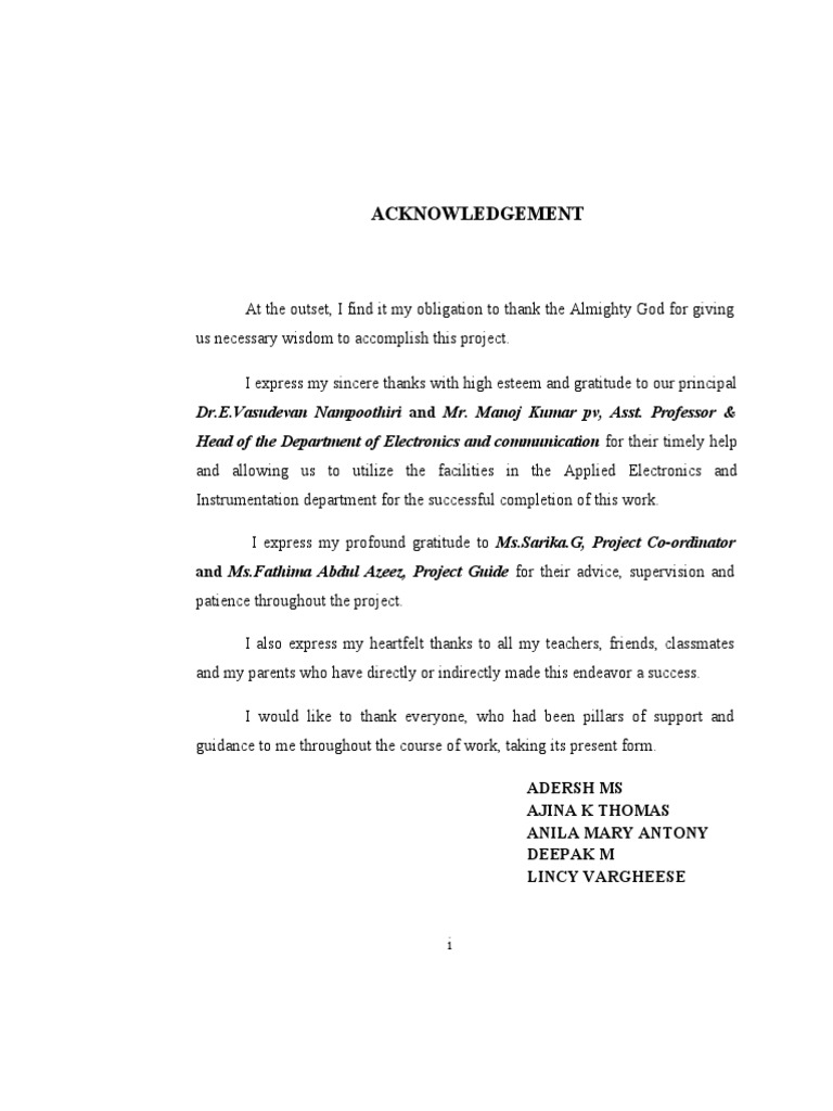 Acknowledgement | PDF | Printed Circuit Board | Sensor