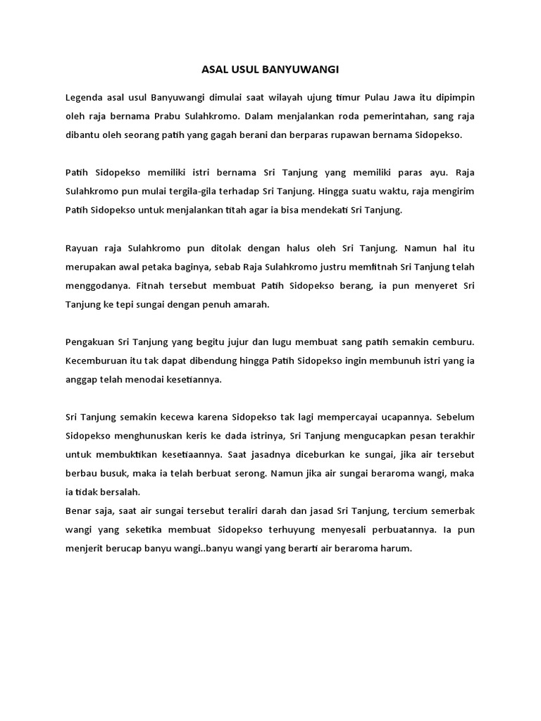 Asal Usul Banyuwangi | PDF