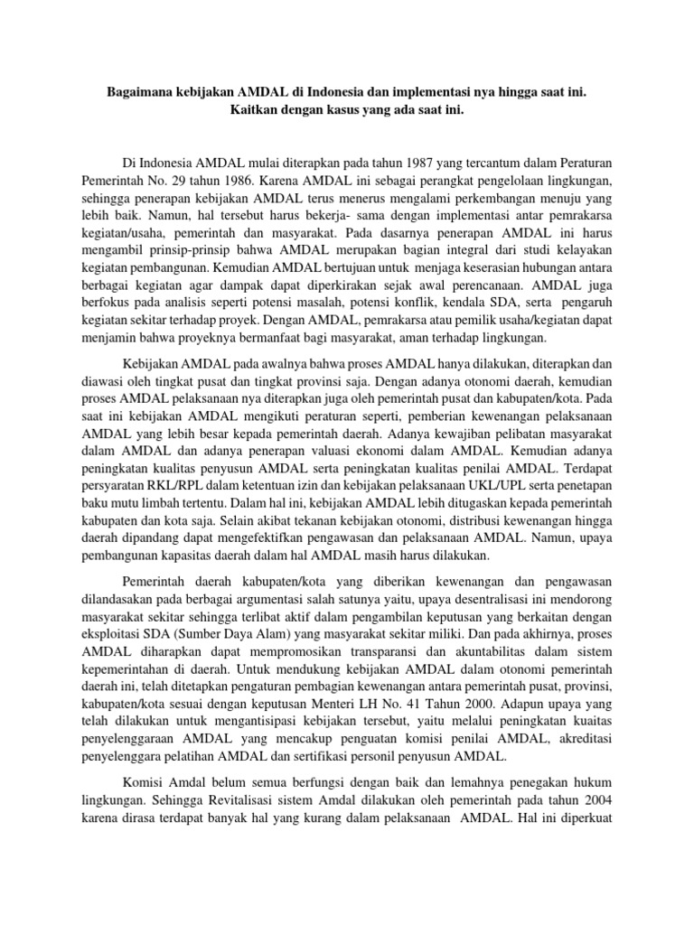 Kebijakan AMDAL Di Indonesia | PDF