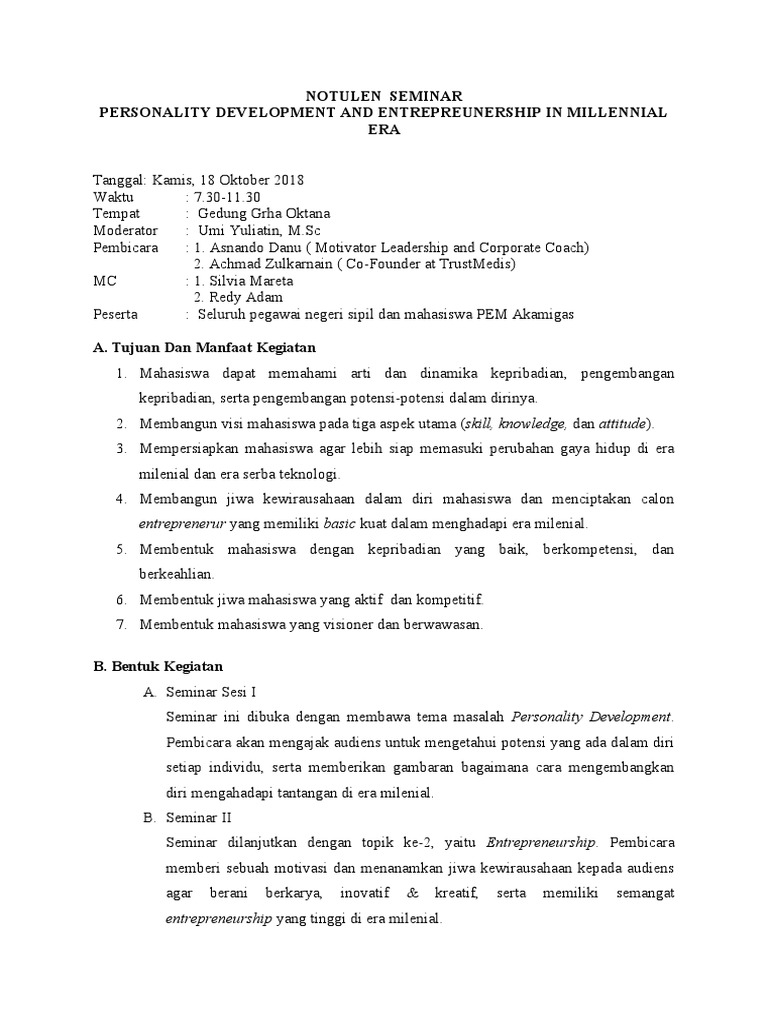Notulen Seminar | PDF