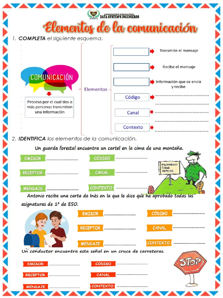 Ficha de Aplicación - Elementos de La Comunicación | PDF