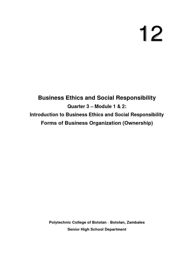Business Ethics Quarter 3 Module 1 | PDF | Limited Liability Company ...