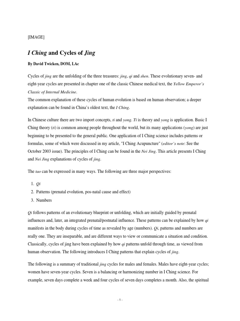 I Ching and Cycle of Jing | PDF | Yin And Yang | Traditional Chinese ...
