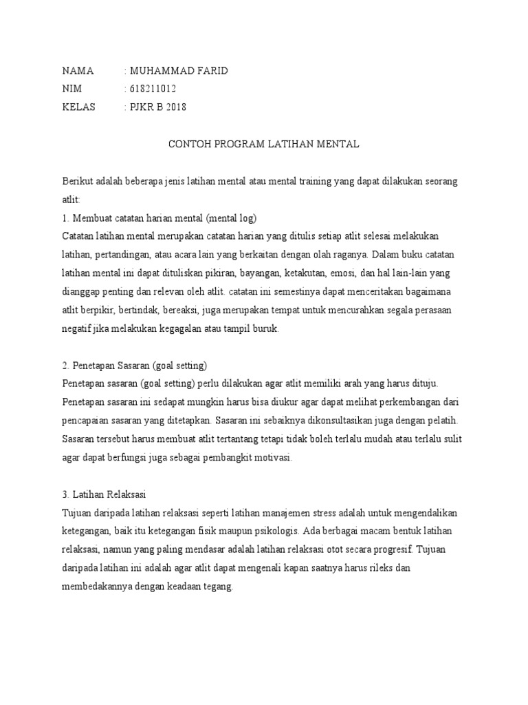 Contoh Program Latihan Mental | PDF