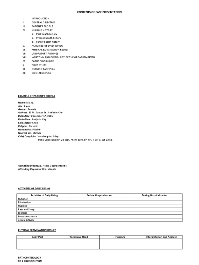 Format For Case Presentation | PDF | Clinical Medicine | Medical ...