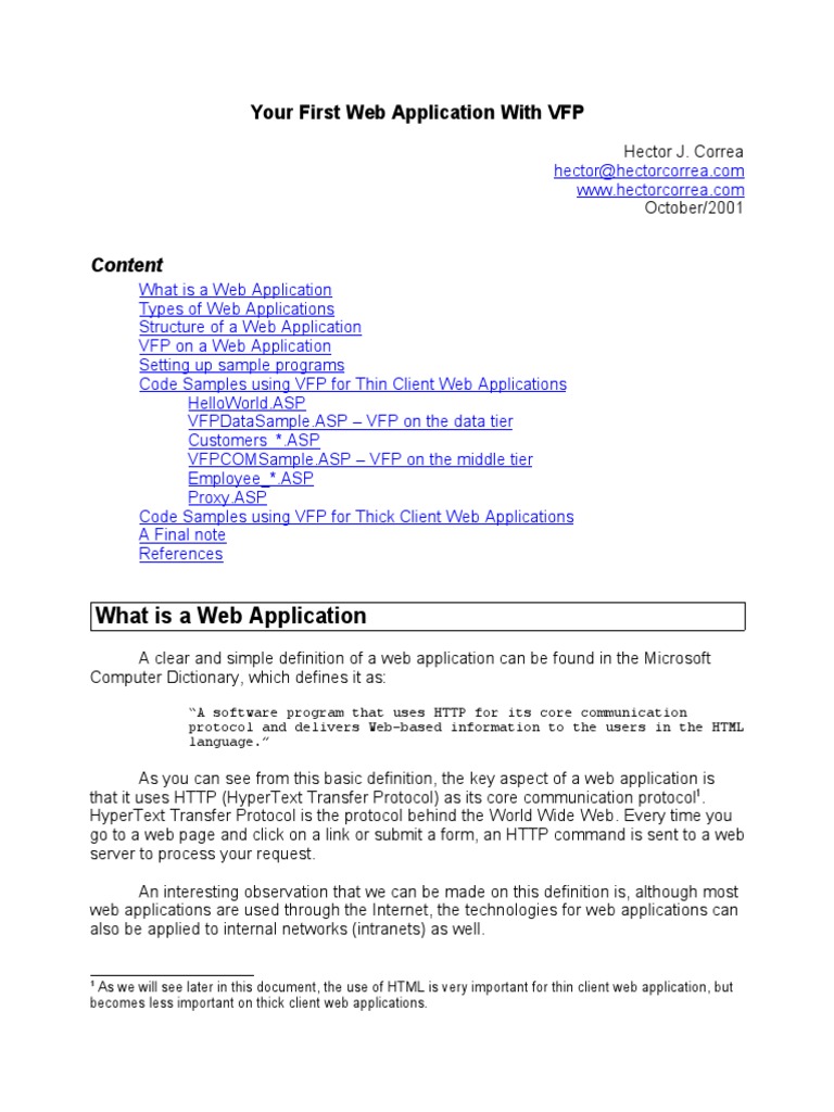 Content: Your First Web Application With VFP | PDF | Web Application ...