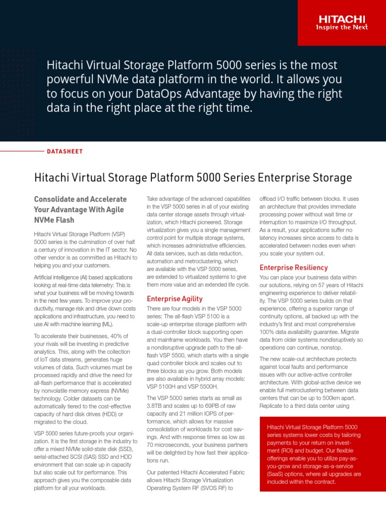 Virtual Storage Platform 5000 Series Datasheet | PDF