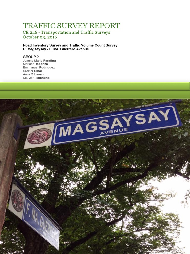 Sample - Ce246 - Traffic Survey Report - Group2 | PDF | Traffic | Surveying