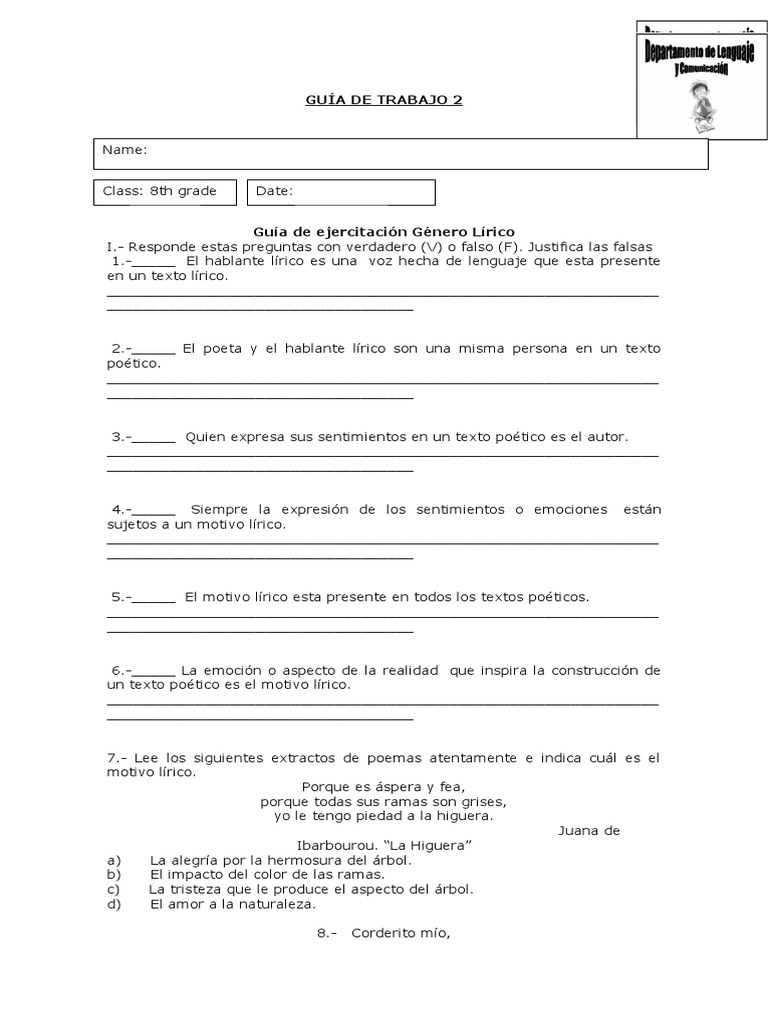 Guía Ejercicios Género Lírico | PDF | Rima | Poesía