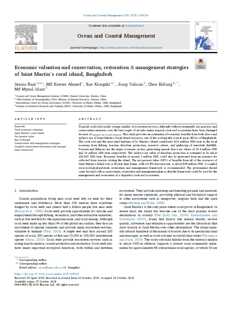 Ocean & Coastal Management | PDF | Coral Reef | Conservation Biology