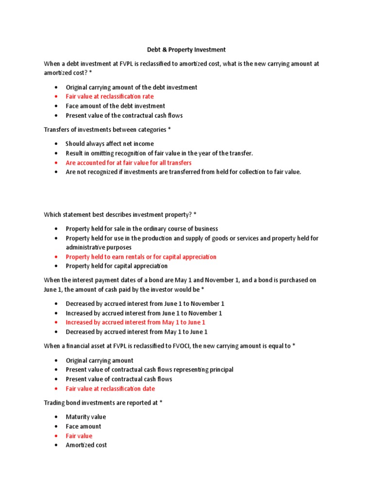 Quiz On Debt Investment | PDF | Historical Cost | Investing