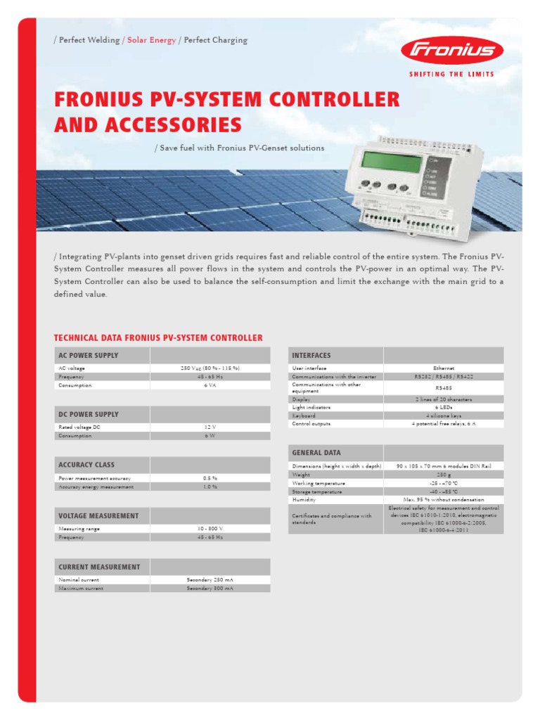 Fronius Pv-System Controller and Accessories: / Solar Energy | PDF ...