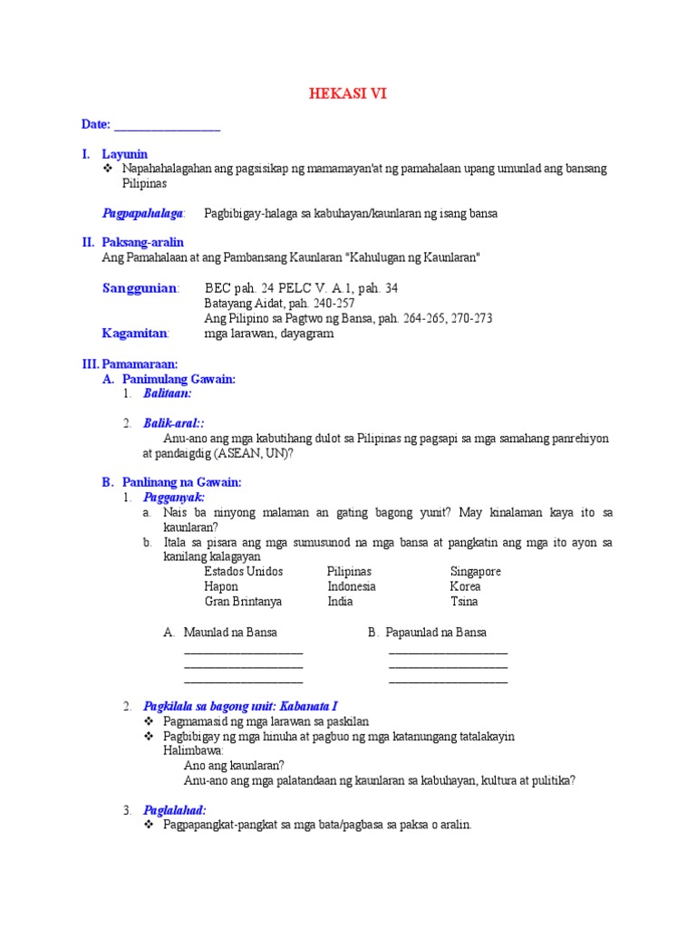 Grade 6 Q4 DLP Araling Panlipunan | PDF
