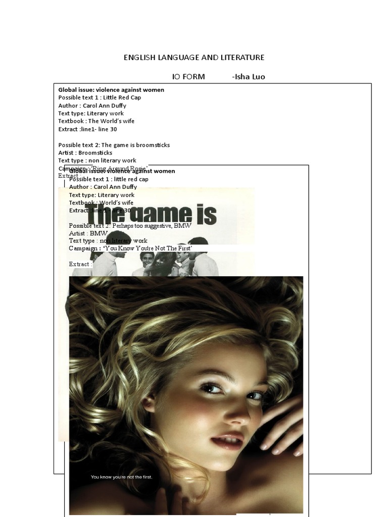 ENGLISH LANGUAGE AND LITERATURE Io Form | PDF