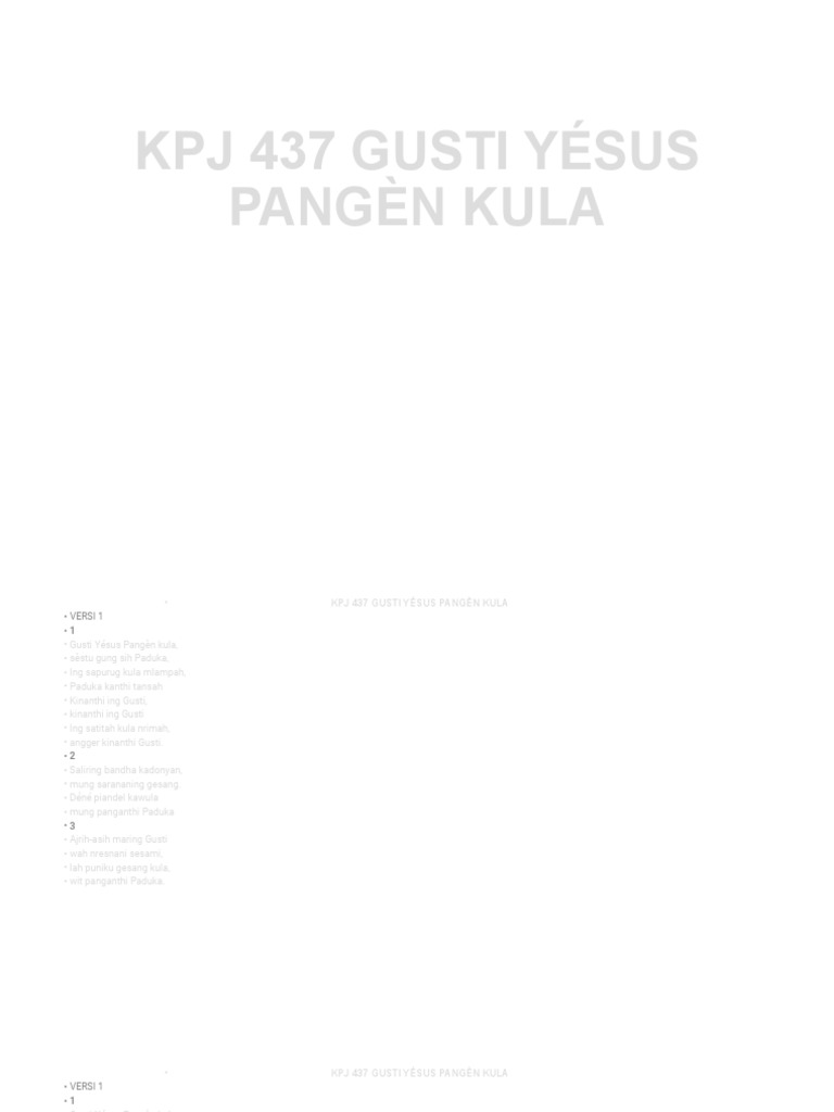 KPJ 437 Gusti Yésus Pangèn Kula | PDF
