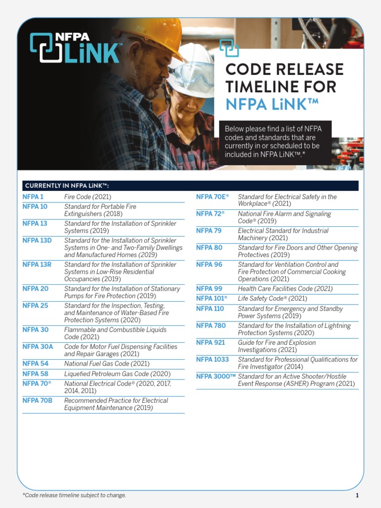NFPA LiNK Code Release Timeline | PDF | Fires | Firefighting