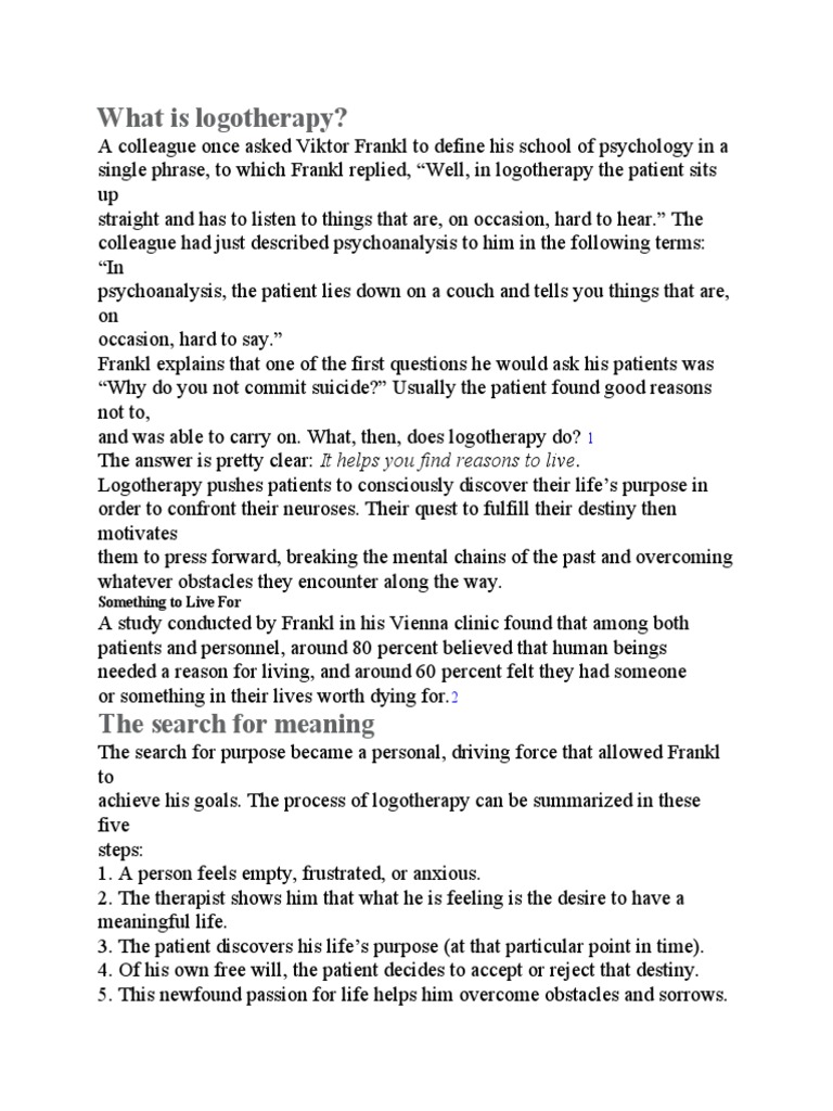 What Is Logotherapy?: Something To Live For | PDF | Clinical Psychology ...