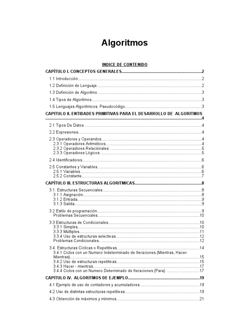 Algoritmos Apuntes Pdf Algoritmos Lenguaje De Programación