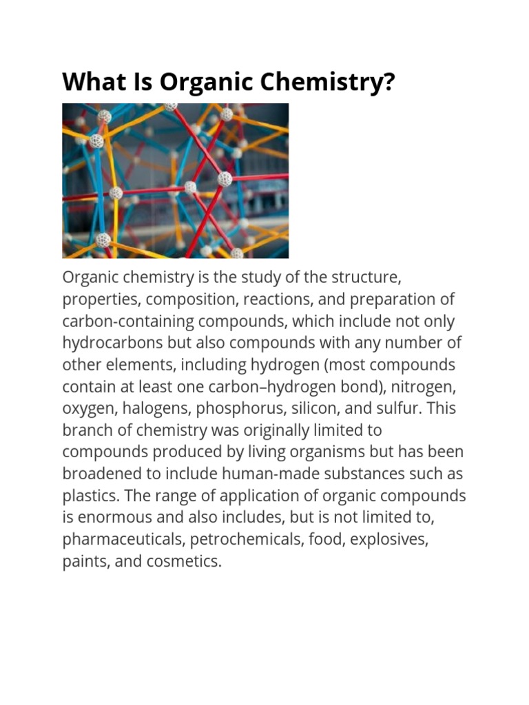 What Is Organic Chemistry | PDF | Biotechnology | Organic Chemistry