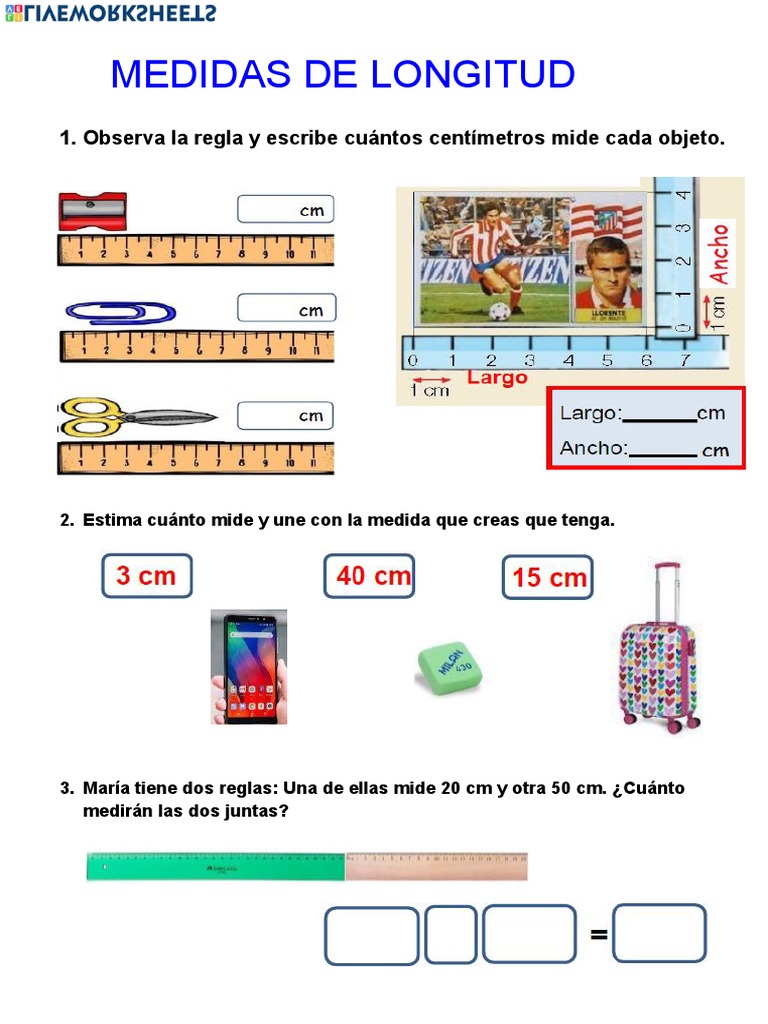 Medidas de Longitud: 1. Observa La Regla y Escribe Cuántos Centímetros ...