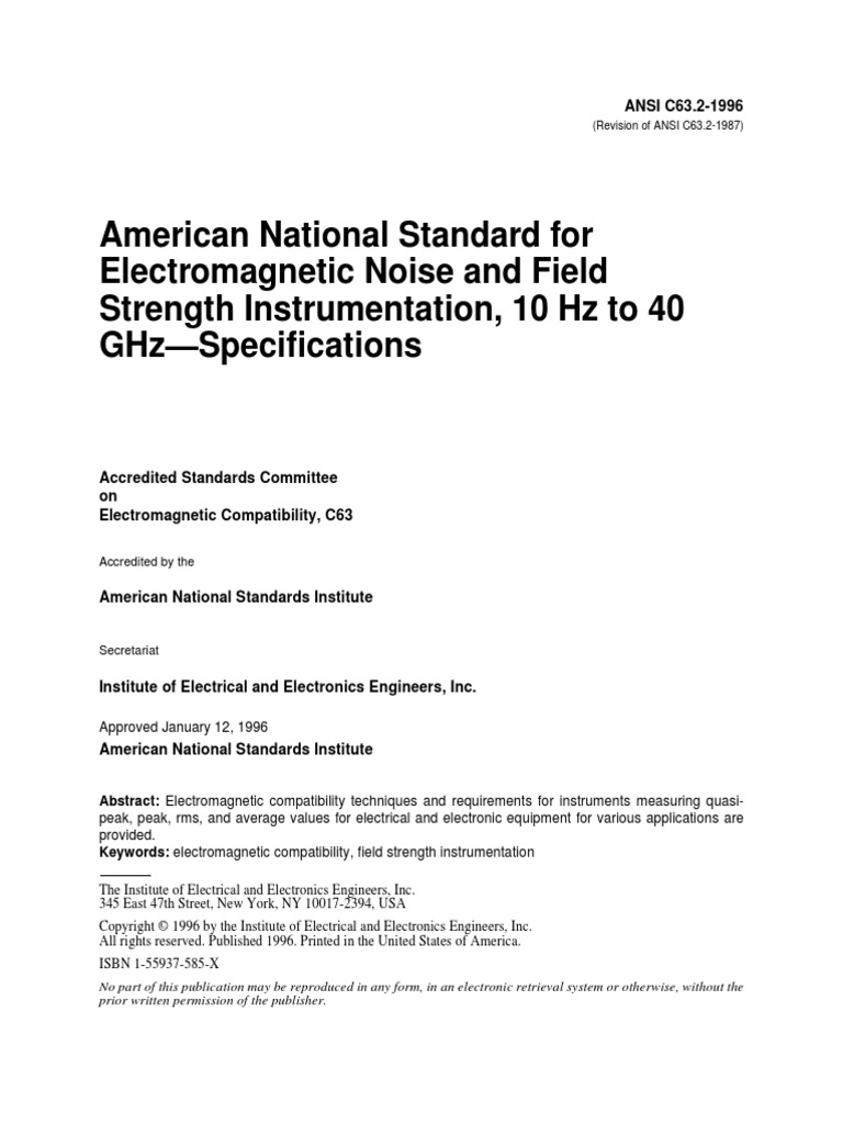 IEEE STD ANSI C63.2-1996 | PDF | Bandwidth (Signal Processing ...