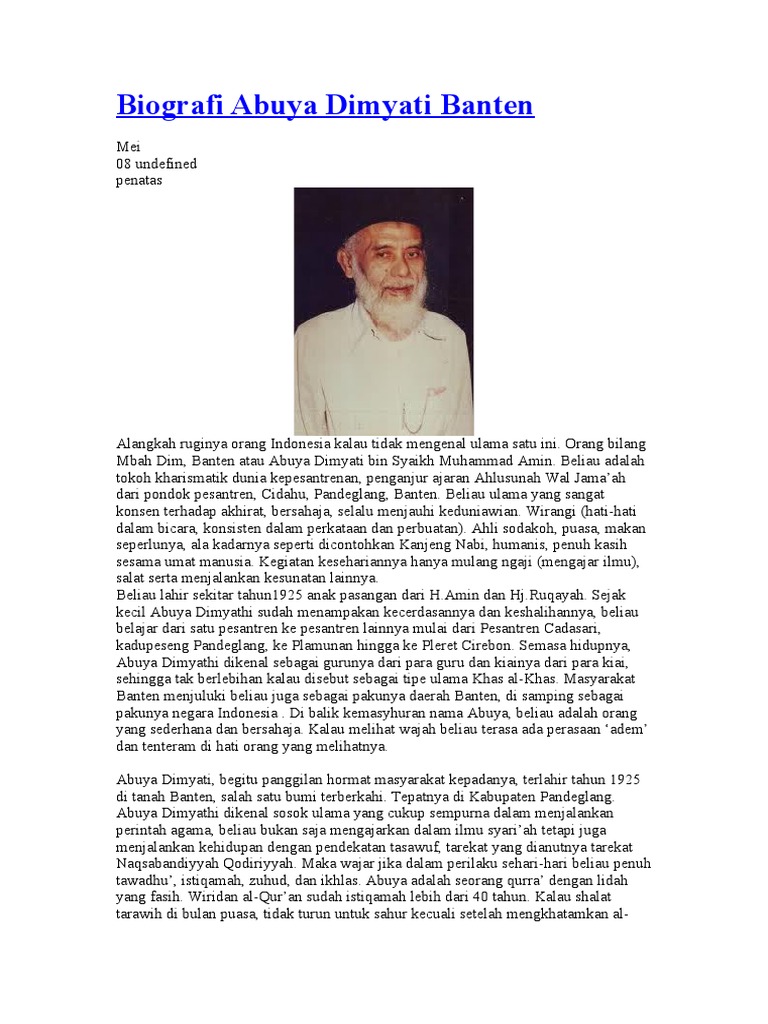 Biografi Abuya Dimyati Banten | PDF | Pengembangan Diri | Agama ...