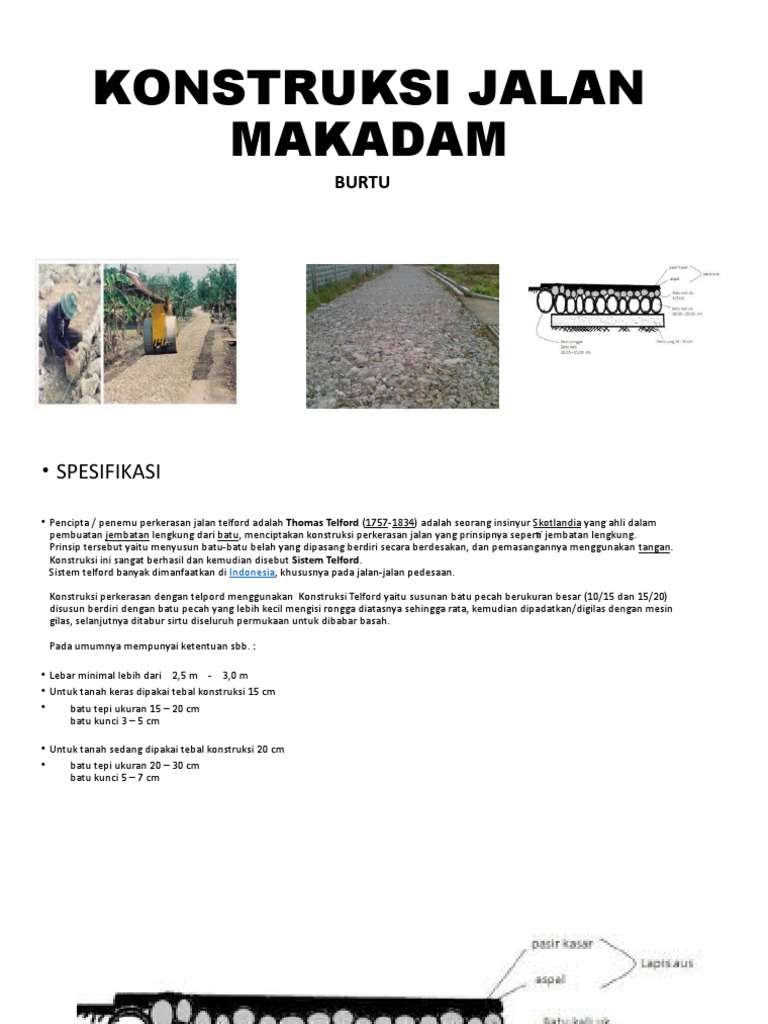 Konstruksi Jalan Makadam dan Telford | PDF