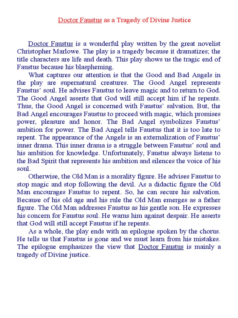 Doctor Faustus: Tragedy of Divine Justice | PDF