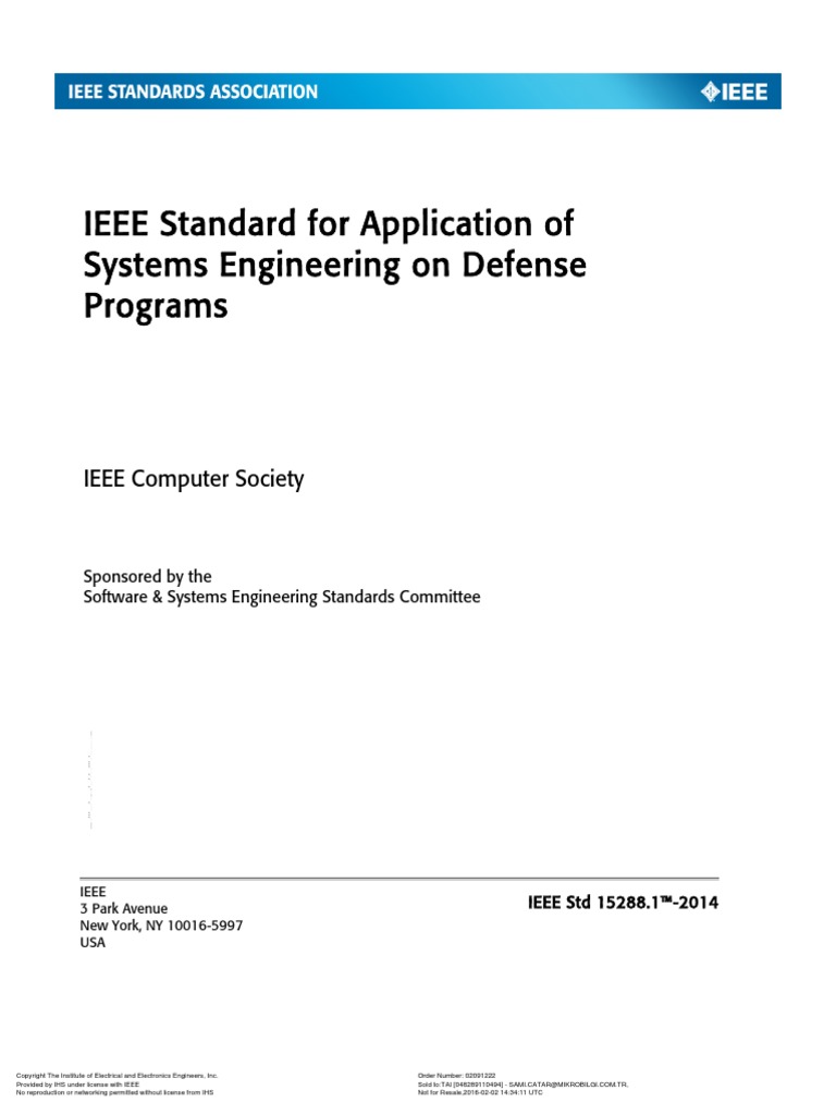 IEEE - 15288.1 - Application of Systems Engineering On Defense Programs ...
