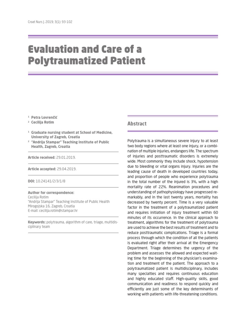08 Evaluation and Care of A Polytraumatized Patient | PDF | Major ...