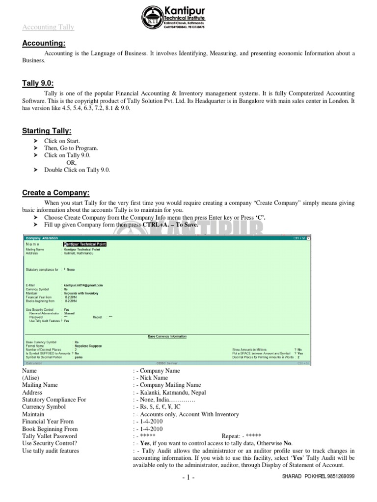 Tally-9 0 | PDF | Debits And Credits | Payments