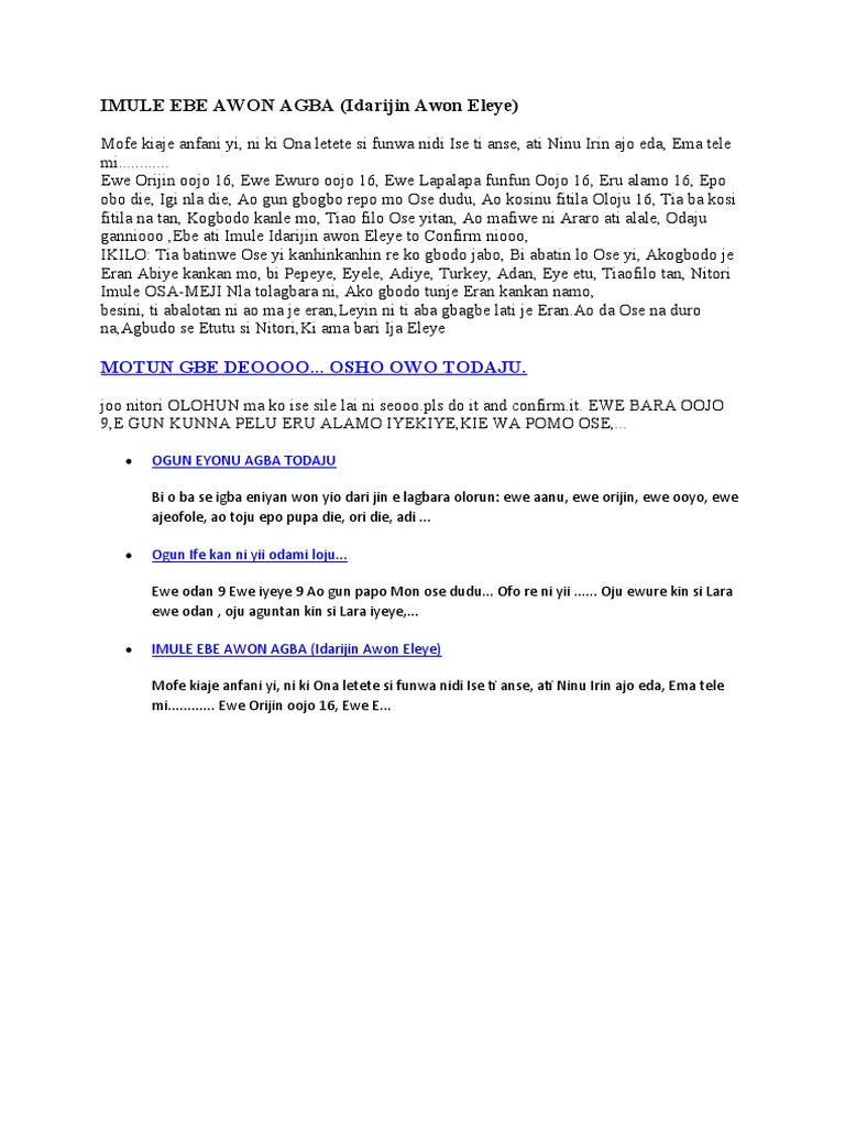 Imule Ebe Awon Agba | PDF